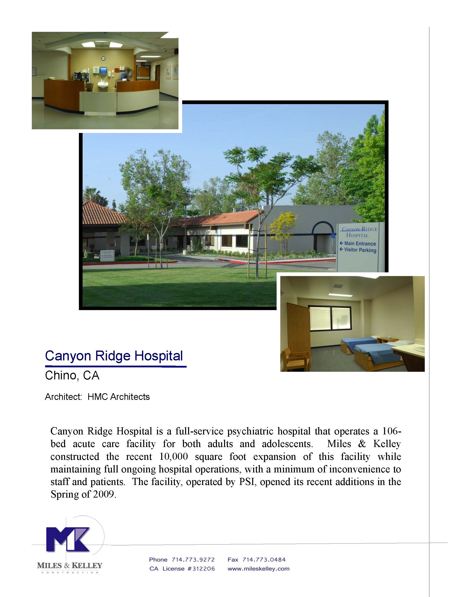 canyon-ridge-hospital - Miles & Kelley Construction Company, Inc.Miles ...